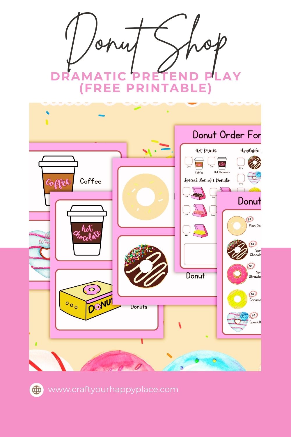 Donut Shop Dramatic Pretend Play (Free Printable) - Craft Your Happy Place