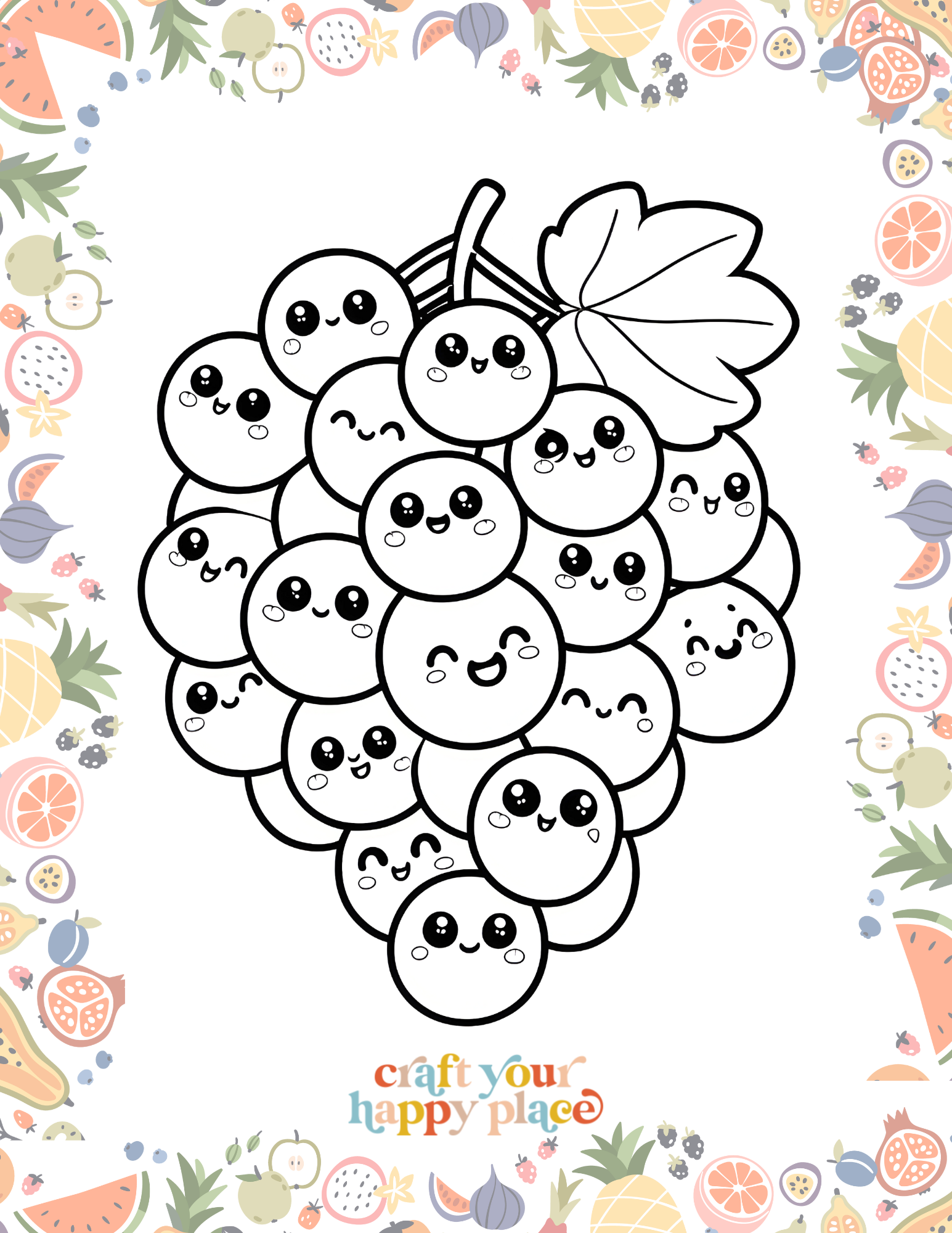 Free Printable Fruit Coloring Pages - Craft Your Happy Place