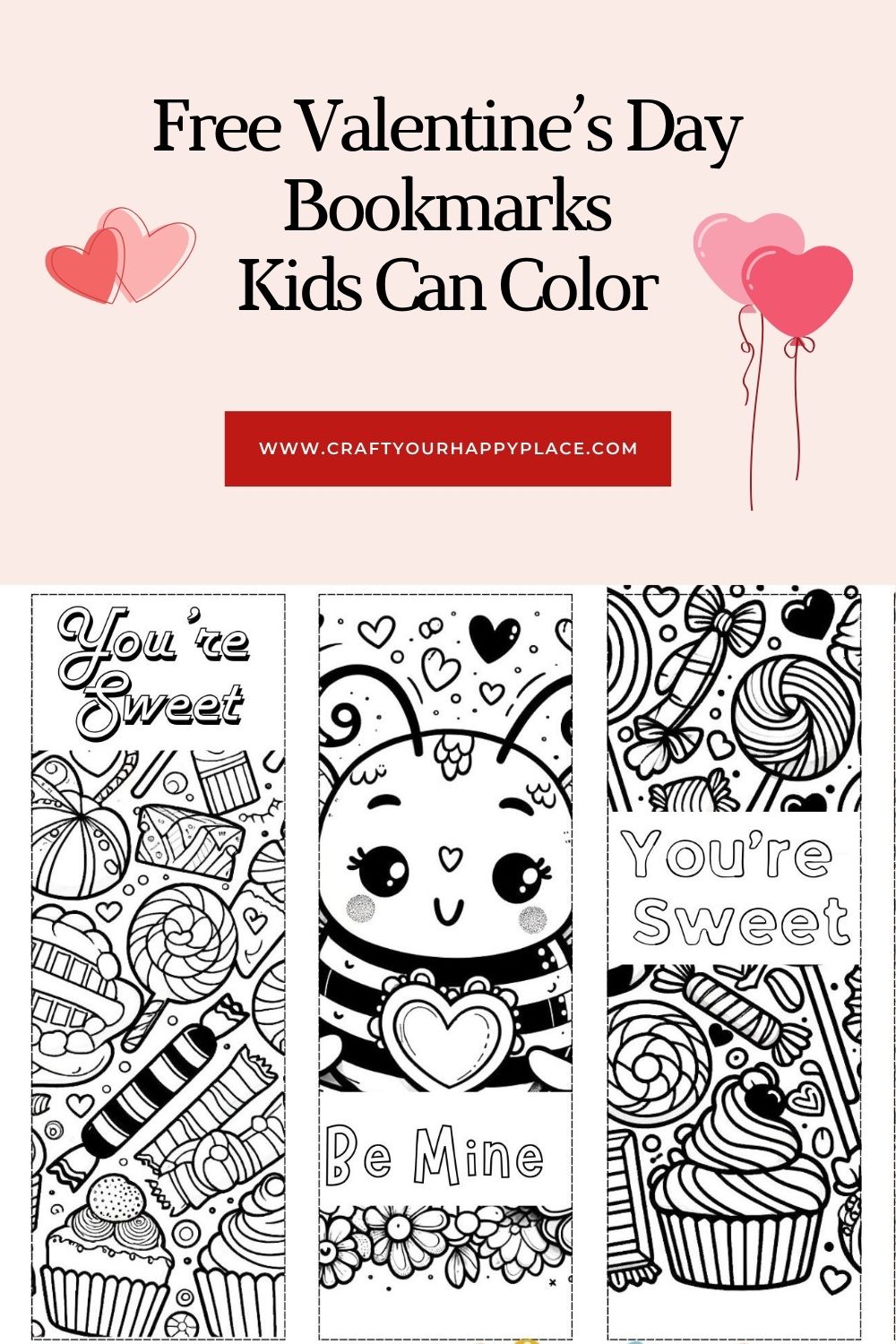 Free Valentine’s Day Coloring Bookmarks Printable - Craft Your Happy Place