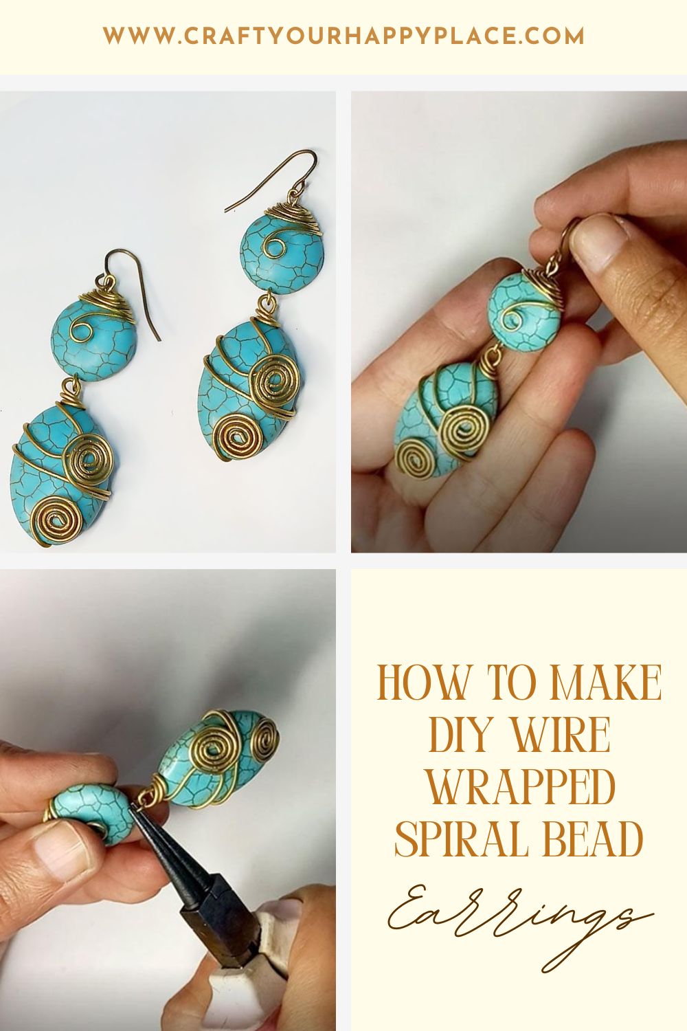 DIY Wire Wrapped Spiral Bead Earrings - Craft Your Happy Place