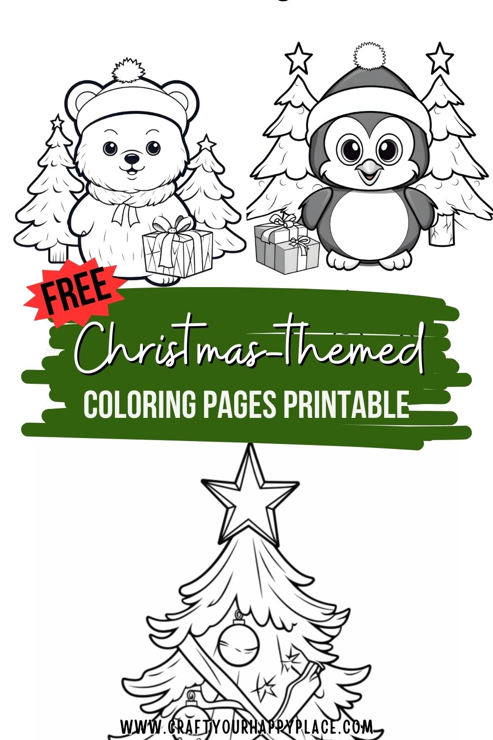 Christmas-themed coloring pages (Free Printable) - Craft Your Happy Place